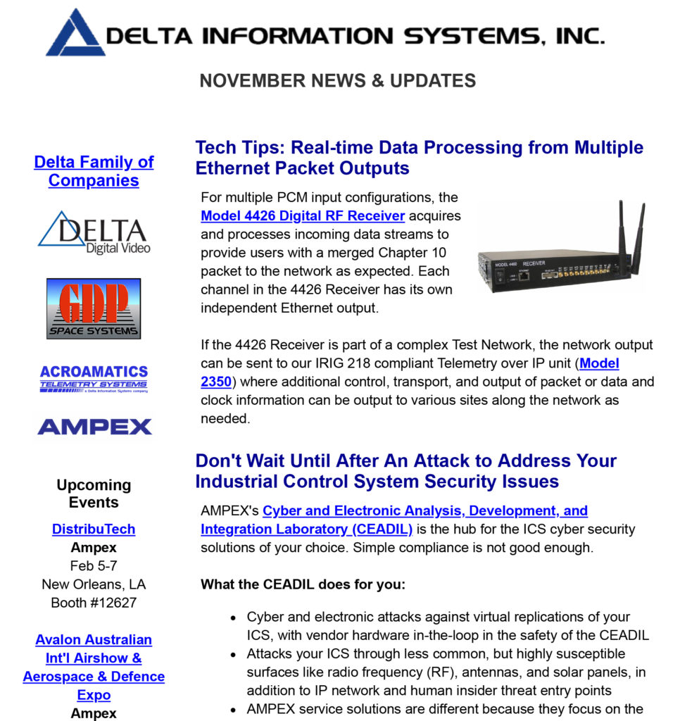 E-Newsletter - Delta Information Systems