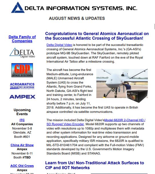 E-Newsletter - Delta Information Systems